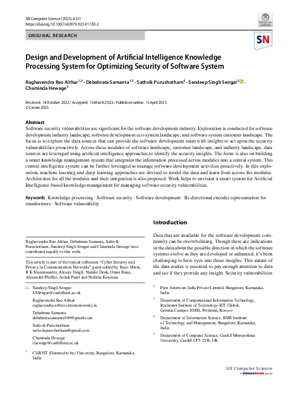 (PDF) Design and Development of Artificial Intelligence Knowledge ...
