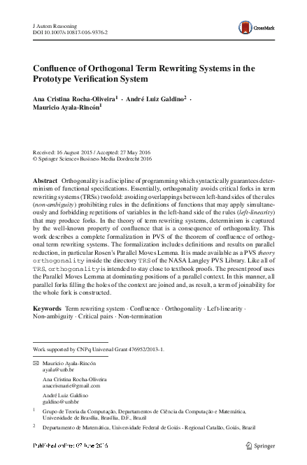 (PDF) Confluence of Orthogonal Term Rewriting Systems in the Prototype ...