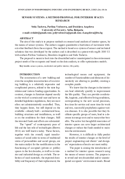 (PDF) SENSOR SYSTEMS: A METHOD PROPOSAL FOR INTERIOR SPACES RESEARCH