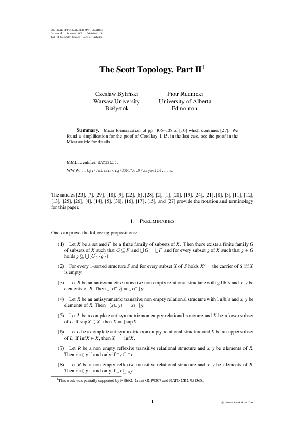 (PDF) The Scott Topology . Part II 1