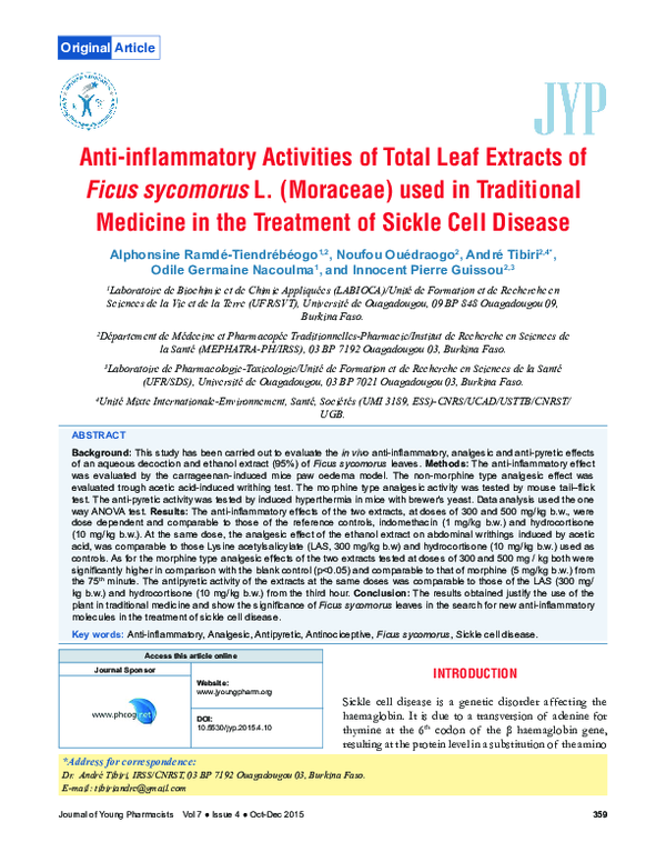 (PDF) Anti-inflammatory Activities of Total Leaf Extracts of Ficus ...