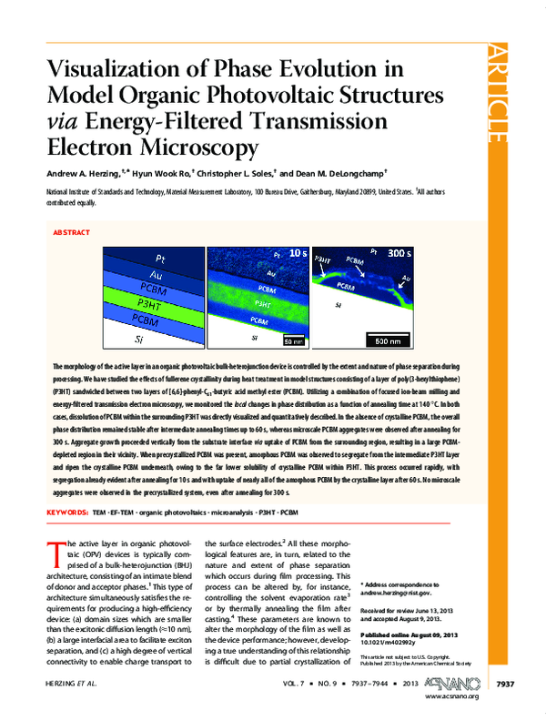 (PDF) Visualization of Phase Evolution in Model Organic Photovoltaic ...