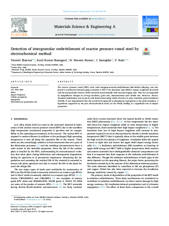 (PDF) Detection of intergranular embrittlement of reactor pressure ...