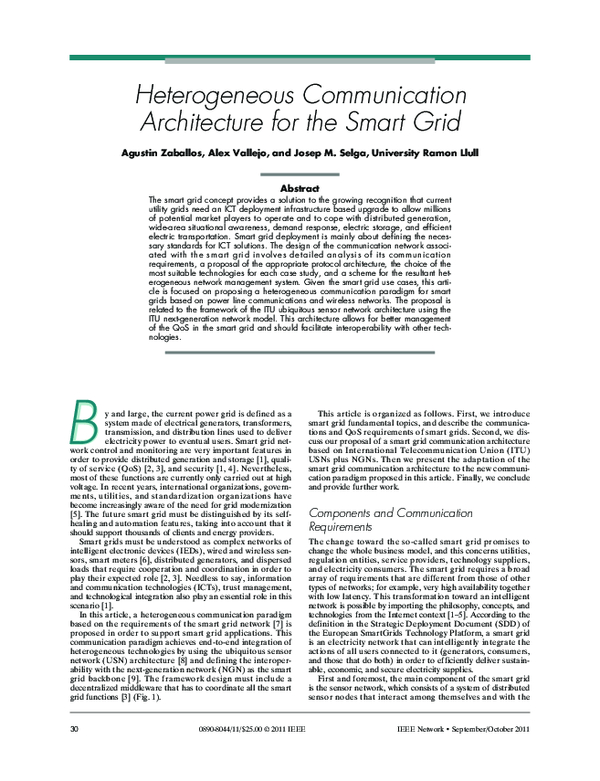 (PDF) Heterogeneous communication architecture for the smart grid