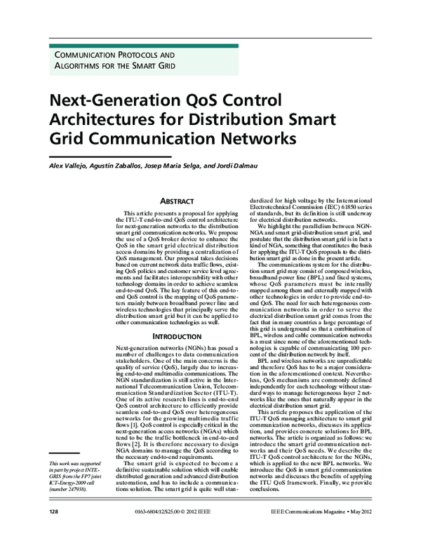 (PDF) Next-generation QoS control architectures for distribution smart grid communication networks