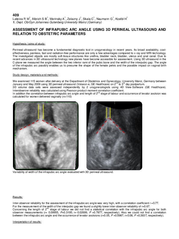 (PDF) Assessment of infrapubic arc angle using 3D perineal ultrasound ...
