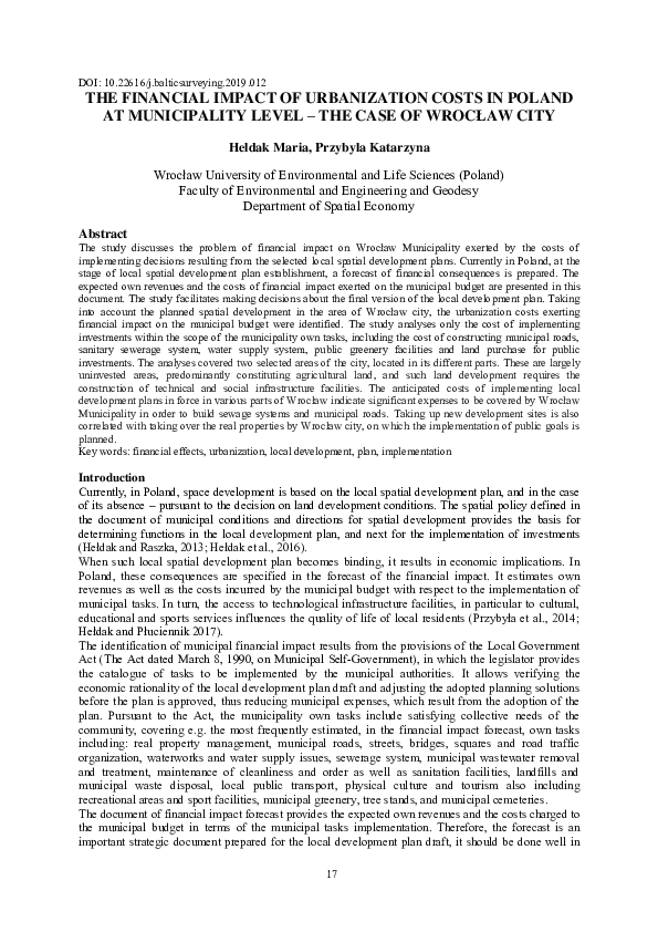 (PDF) The financial impact of urbanization costs in Poland at ...