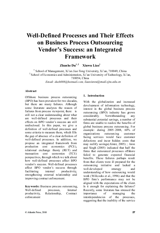 (PDF) Well-Defined Processes and Their Effects on Business Process ...