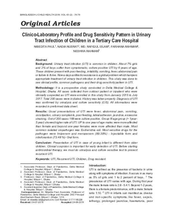 (PDF) Clinico-Laboratory Profile and Drug Sensitivity Pattern in ...