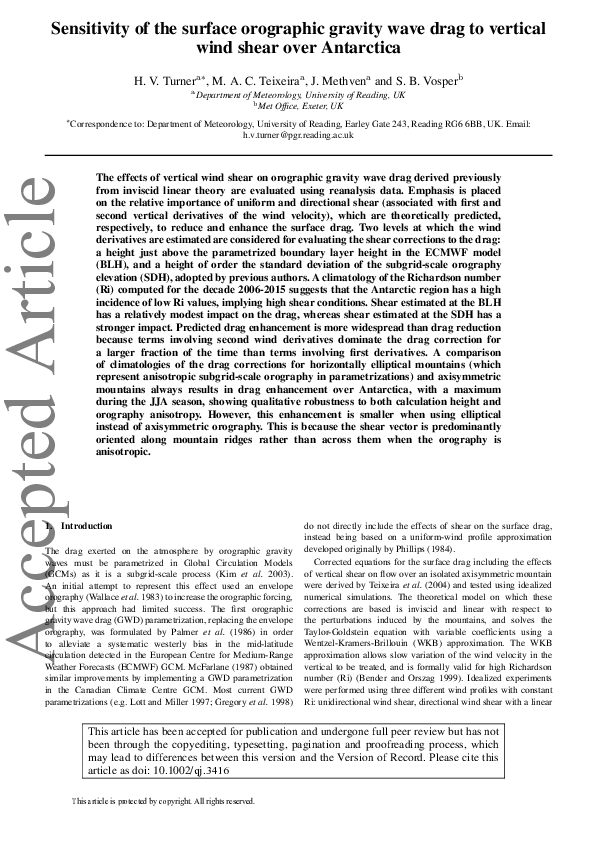 (PDF) Sensitivity of the surface orographic gravity wave drag to ...