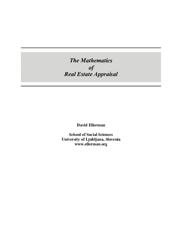 (PDF) The Mathematics of Real Estate Appraisal