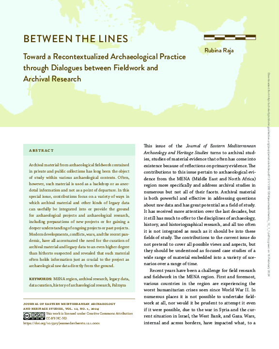 (PDF) Between the Lines: Toward a Recontextualized Archaeological ...