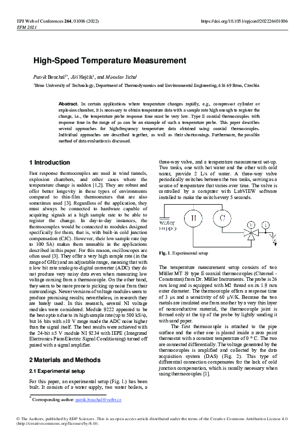 (PDF) High-Speed Temperature Measurement