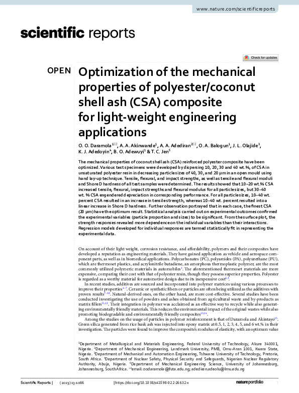 (PDF) Optimization of the mechanical properties of polyester/coconut ...