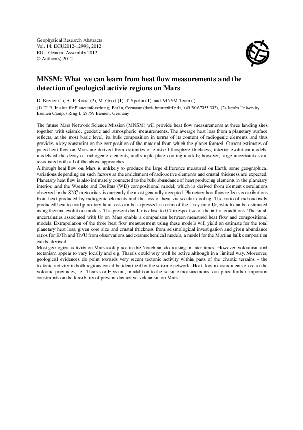 (PDF) MNSM: What we can learn from heat flow measurements and the ...