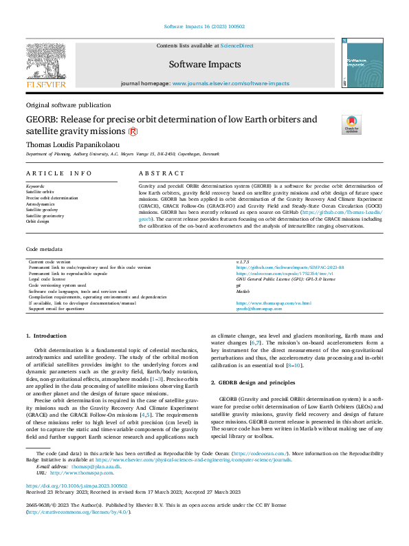 Pdf Georb Release For Precise Orbit Determination Of Low Earth