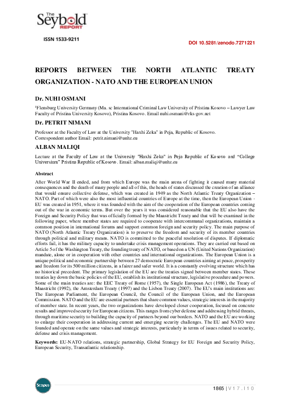 (PDF) Reports Between the North Atlantic Treaty Organization - Nato and ...