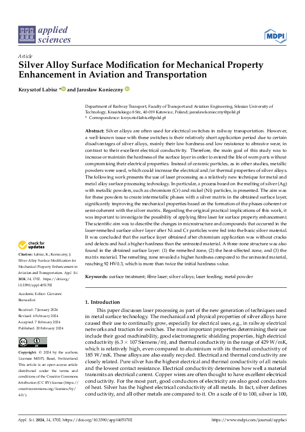 (PDF) Silver Alloy Surface Modification for Mechanical Property ...