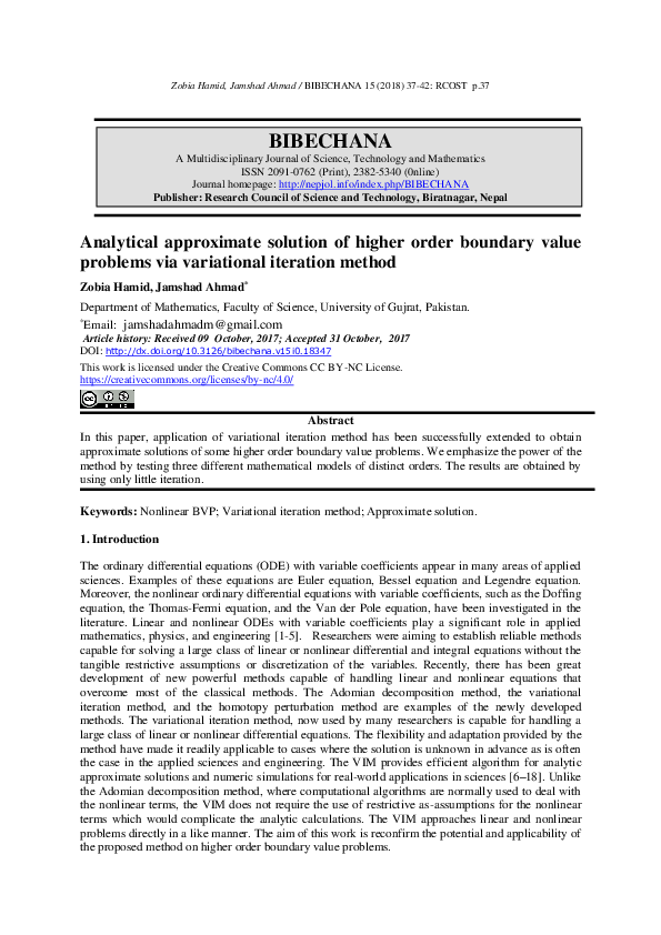 (PDF) Analytical approximate solution of higher order boundary value problems via variational ...