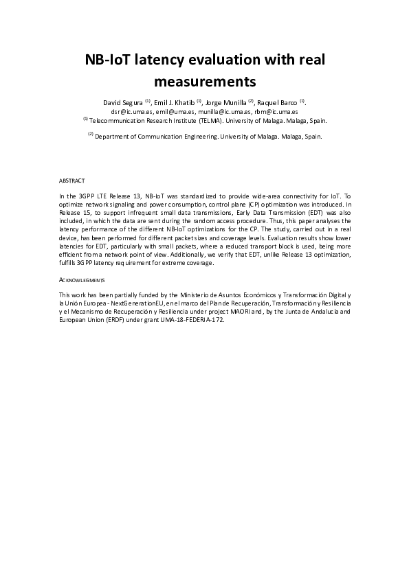 (PDF) NB-IoT latency evaluation with real measurements