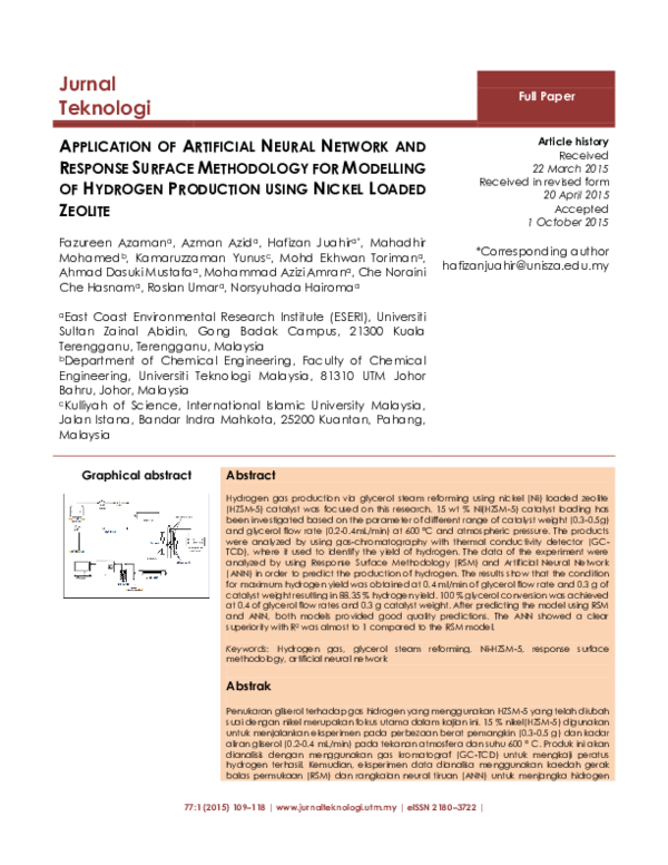 Pdf Application Of Artificial Neural Network And Response Surface Methodology For Modelling Of