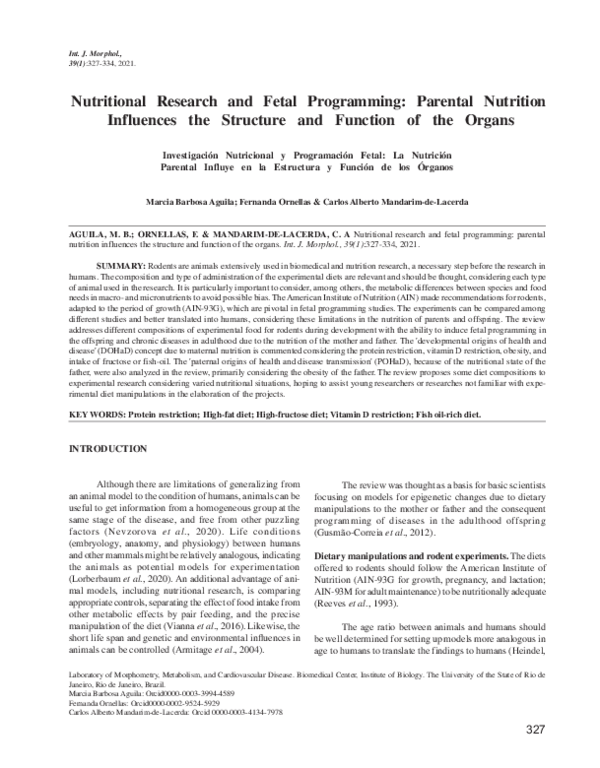 (PDF) Nutritional Research and Fetal Programming: Parental Nutrition ...
