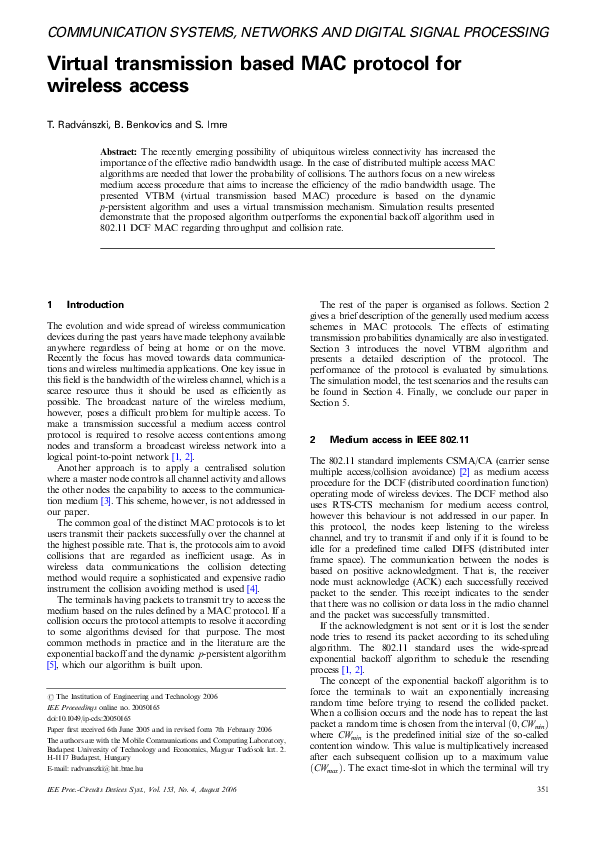 (PDF) Efficient Virtual Transmission MAC Protocol for Wireless Access