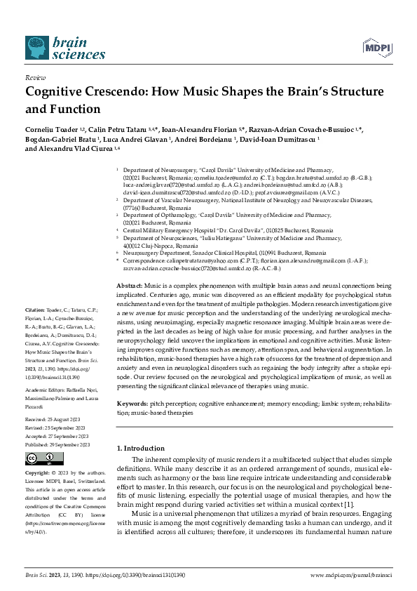 (PDF) Cognitive Crescendo: How Music Shapes the Brain’s Structure and ...