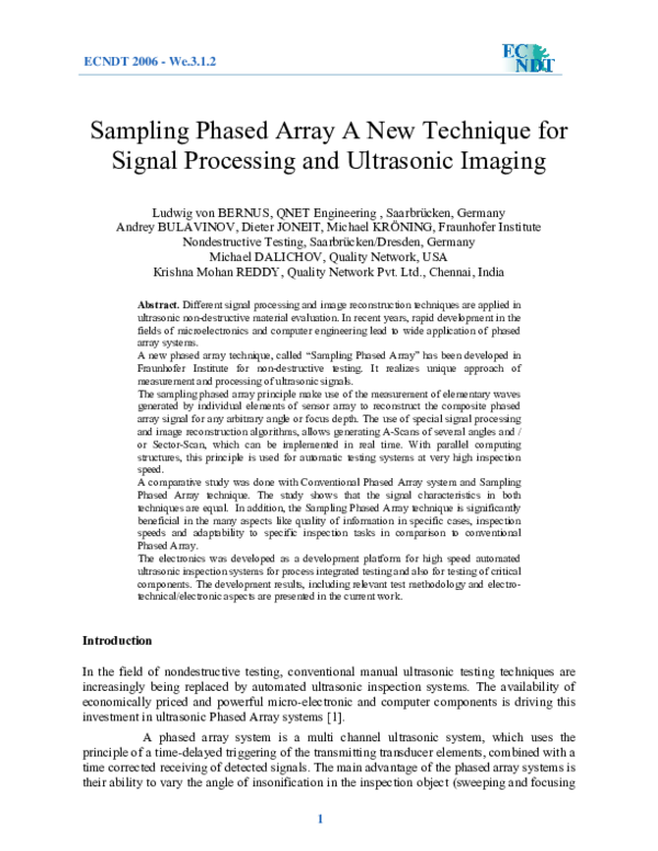 (PDF) Sampling phased array: a new technique for signal processing and ...