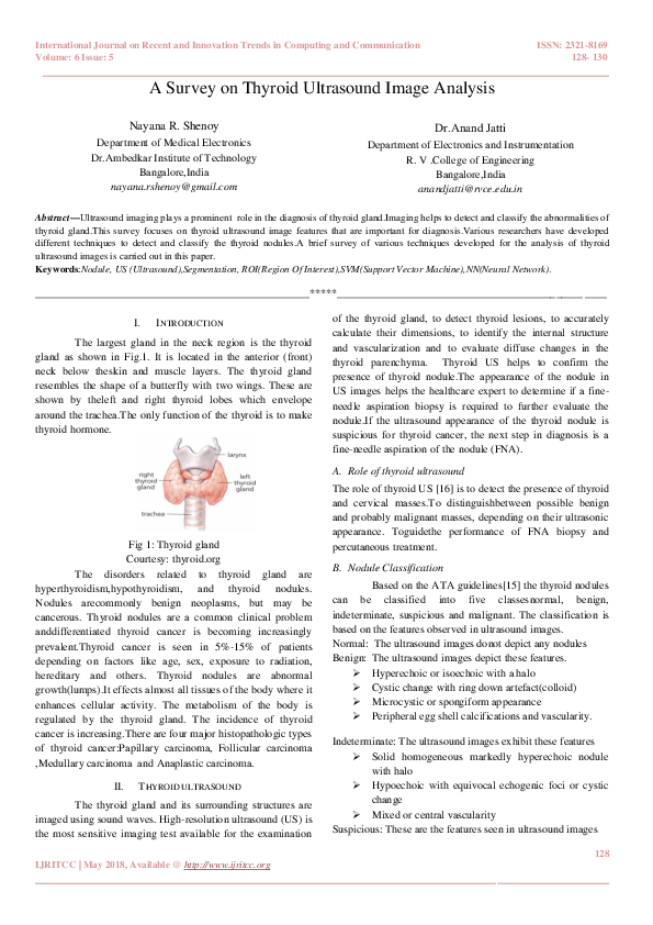 (PDF) A Survey on Thyroid Ultrasound Image Analysis