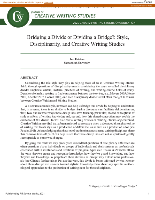 (PDF) Bridging a Divide or Dividing a Bridge?: Style, Disciplinarity ...