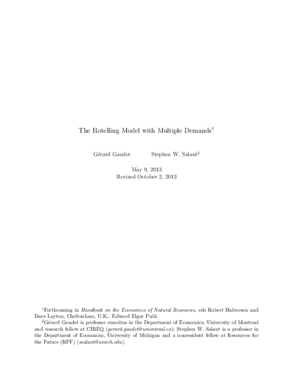 (PDF) The Hotelling Model with Multiple Demands | Stephen Salant - Academia.edu