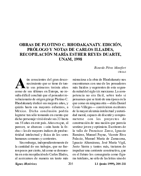 (PDF) Reseña al libro "Obras" de Plotino C Rhodakanaty