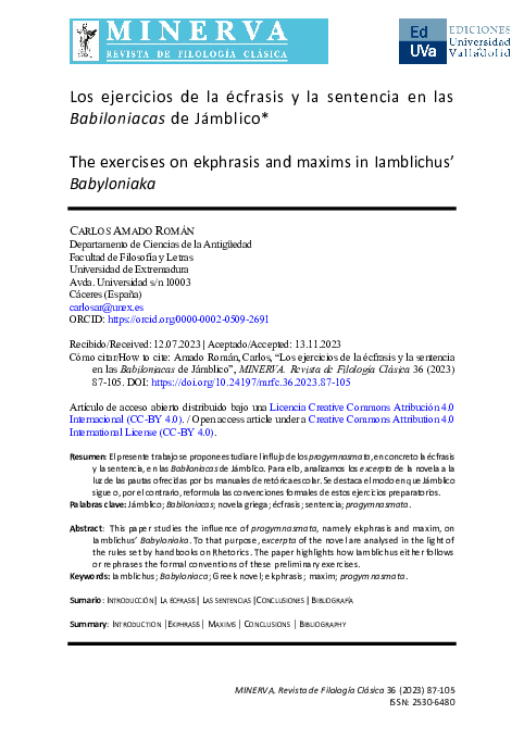 (PDF) Los ejercicios de la écfrasis y la sentencia en las Babiloniacas ...
