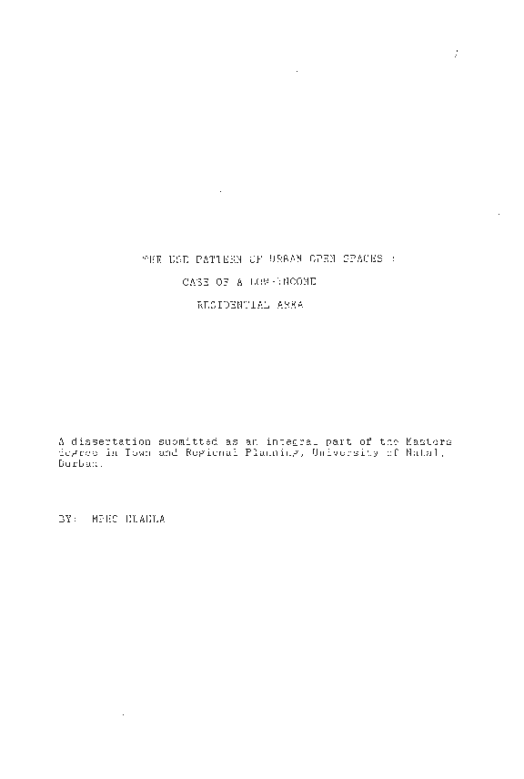 (PDF) The use pattern of urban open spaces : case of a low-income ...