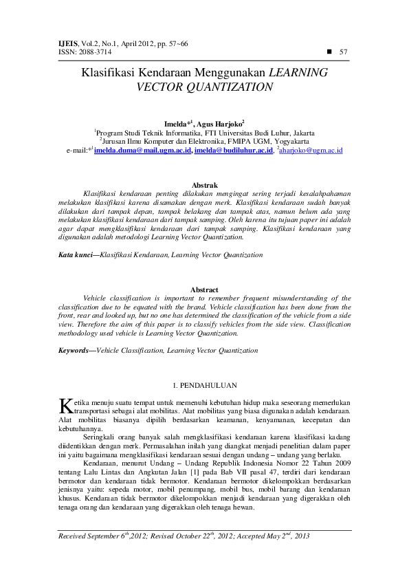 (PDF) Klasifikasi Kendaraan Menggunakan Learning Vector Quantization