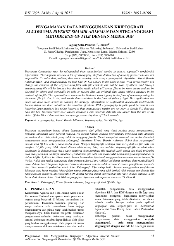 (PDF) Pengamanan Data Menggunakan Kriptografi Algoritma Riverst Shamir ...
