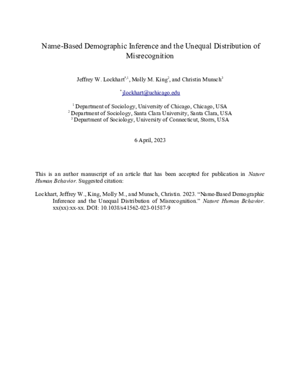 (PDF) Name-based demographic inference and the unequal distribution of ...