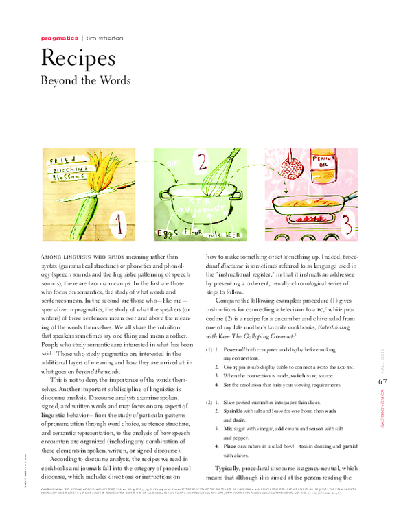 (PDF) Recipes: Beyond the Words