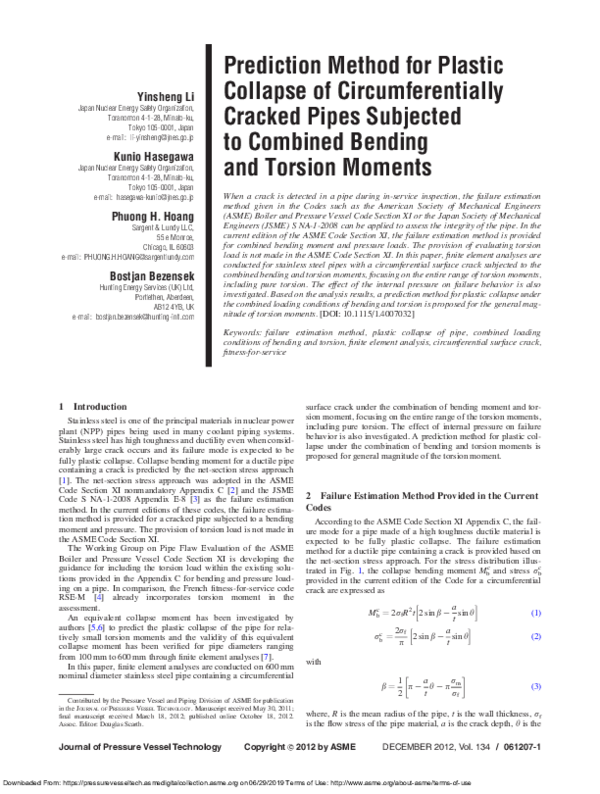 (PDF) Prediction Method for Plastic Collapse of Circumferentially ...