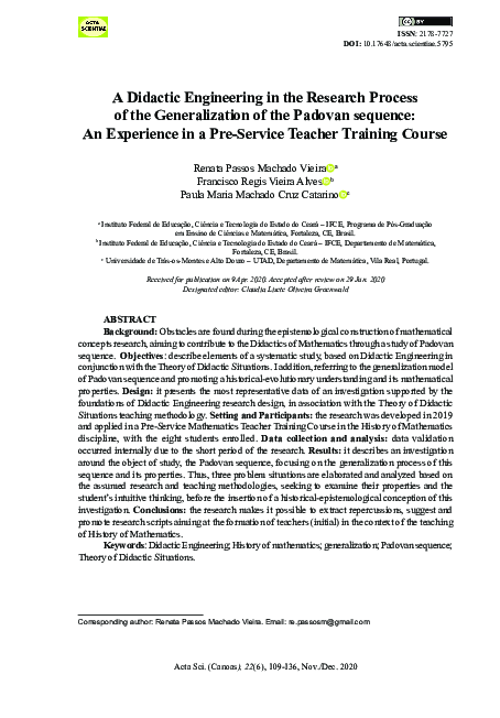 (PDF) A Didactic Engineering in the Research Process of the Generalization of the Padovan ...