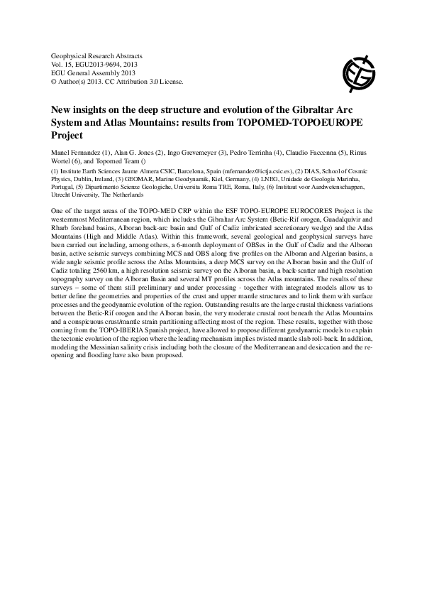 (PDF) New insights on the deep structure and evolution of the Gibraltar ...