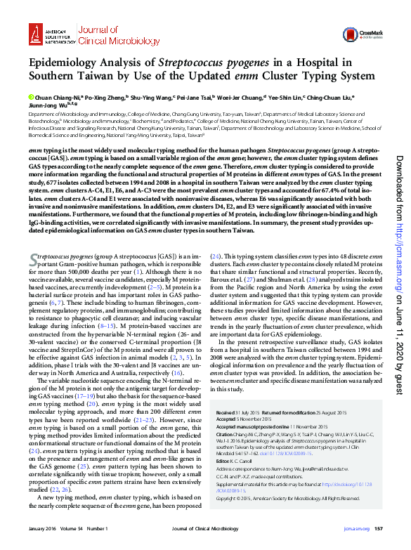 (PDF) Epidemiology analysis of Streptococcus pyogenes in a hospital of ...