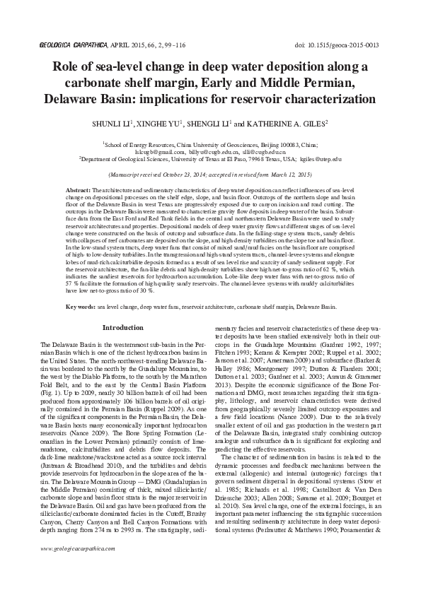 (PDF) Role of sea-level change in deep water deposition along a ...