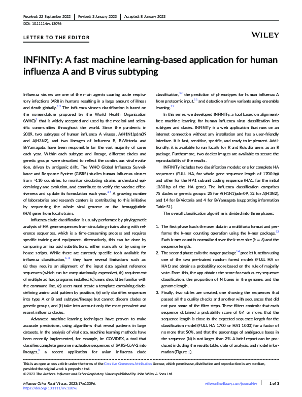(PDF) INFINITy: A fast machine learning‐based application for human ... (PDF) INFINITy: A fast machine learning‐based application for human ...