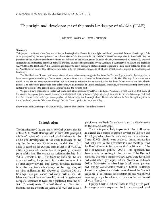 (PDF) The Origin and Development of the Oasis Landscape of al-'Ain (UAE)