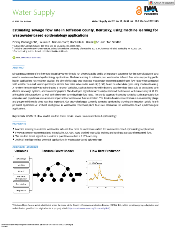 (PDF) Estimating sewage flow rate in Jefferson County, Kentucky, using ...