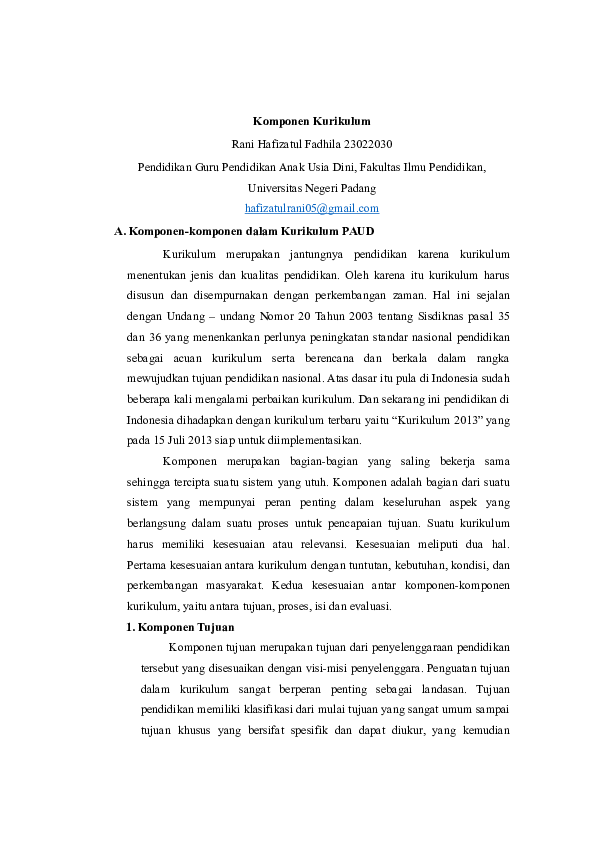 (DOC) Komponen Kurikulum