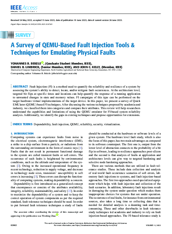 Pdf A Survey Of Qemu Based Fault Injection Tools And Techniques For Emulating Physical Faults