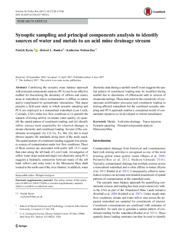 (PDF) Synoptic sampling and principal components analysis to identify ...